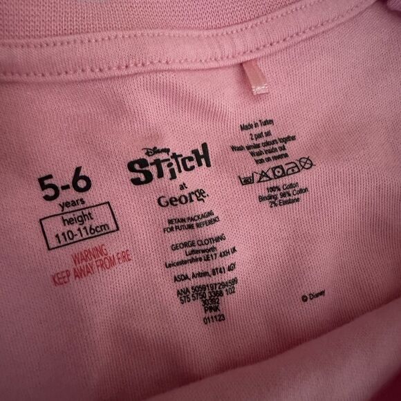 Disney | Pajamas | George At Asda Disney Stitch Pink Girls Pajamas Set ...